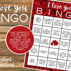 I Love You Bingo Valentine's Bingo Instant Download Valentine's Day ...