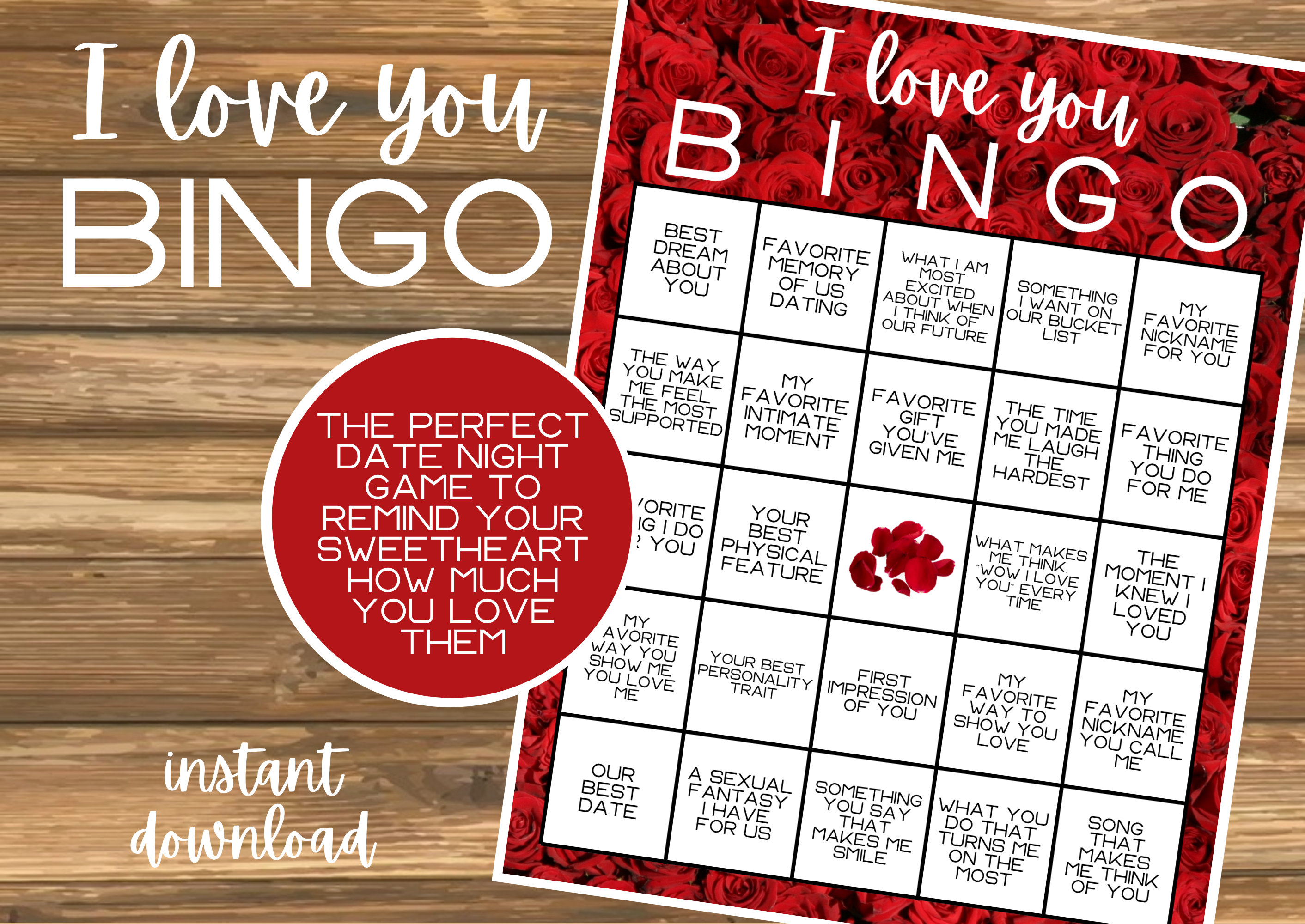 I Love You Bingo Valentine's Bingo Instant Download - Etsy