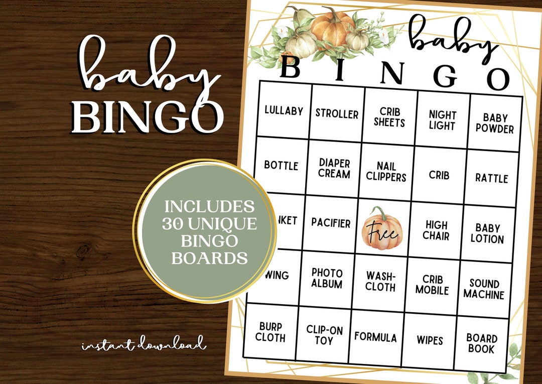 Fall Baby Shower Bingo Baby Shower Bingo Baby Shower Games Printable ...