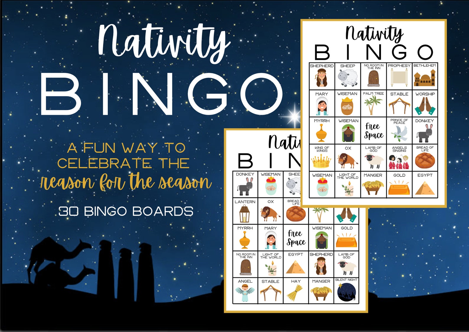 Nativity Bingo Christmas Bingo Christ Birth Bingo - Etsy