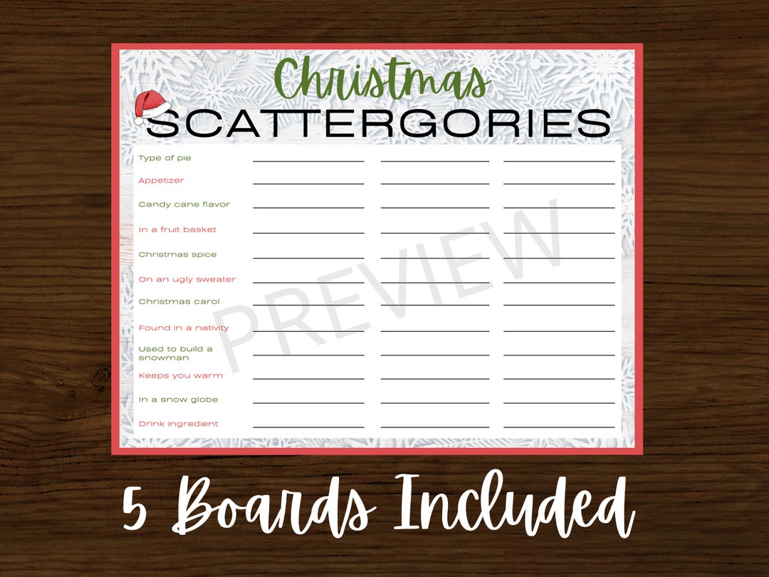 Christmas Scattergories | Christmas Party Game | Holiday Scattergories ...