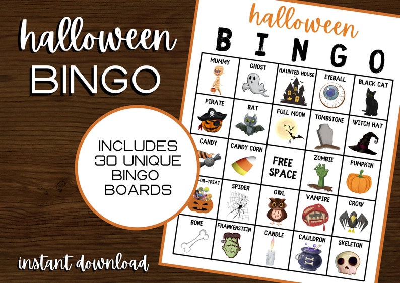 Halloween Bingo 30 Unique Boards Halloween Games Digital | Etsy
