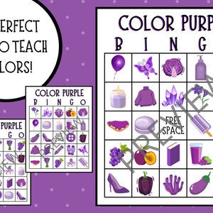 Purple Bingo Color Purple Bingo Colors Bingo Learning Colors Game Back ...