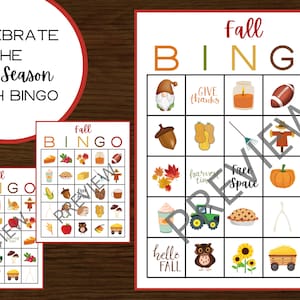 Fall Bingo Autumn Bingo Harvest Bingo Fall Printable PDF - Etsy