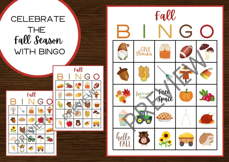 Fall Bingo Autumn Bingo Harvest Bingo Fall Printable PDF - Etsy