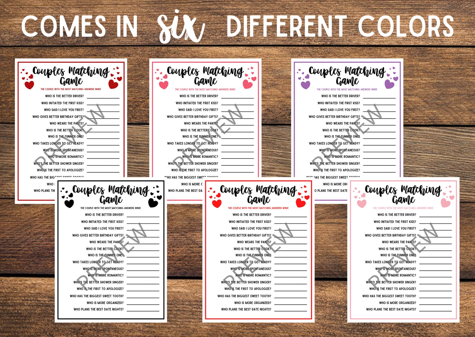 Couples Matching Game Valentine's Couple Game Romantic - Etsy