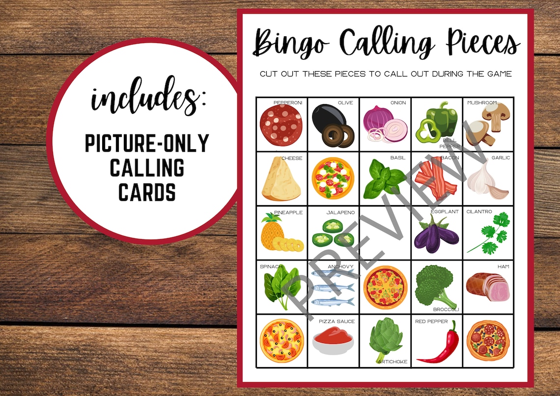 Pizza Bingo Pizza Party Bingo Pizza Night Bingo Pizza | Etsy
