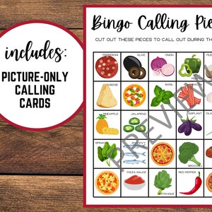 Pizza Bingo Pizza Party Bingo Pizza Night Bingo Pizza Game Pizza Lovers ...