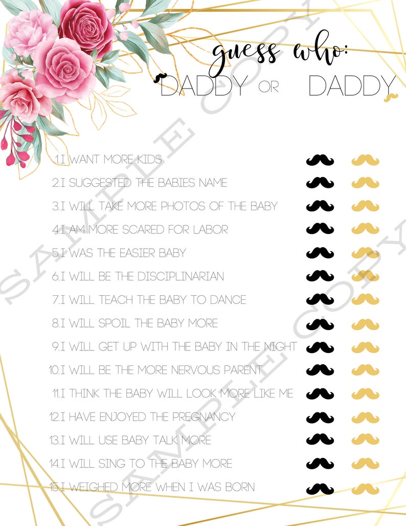 Guess Who Baby Shower Game Guess Who Gender Reveal Party - Etsy