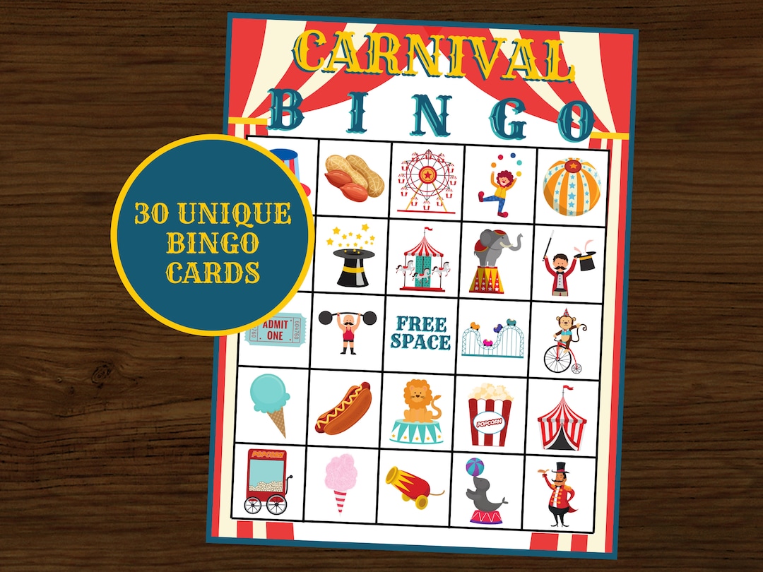 Carnival Bingo | Carnival Party | Carnival Birthday | Circus Carnival ...