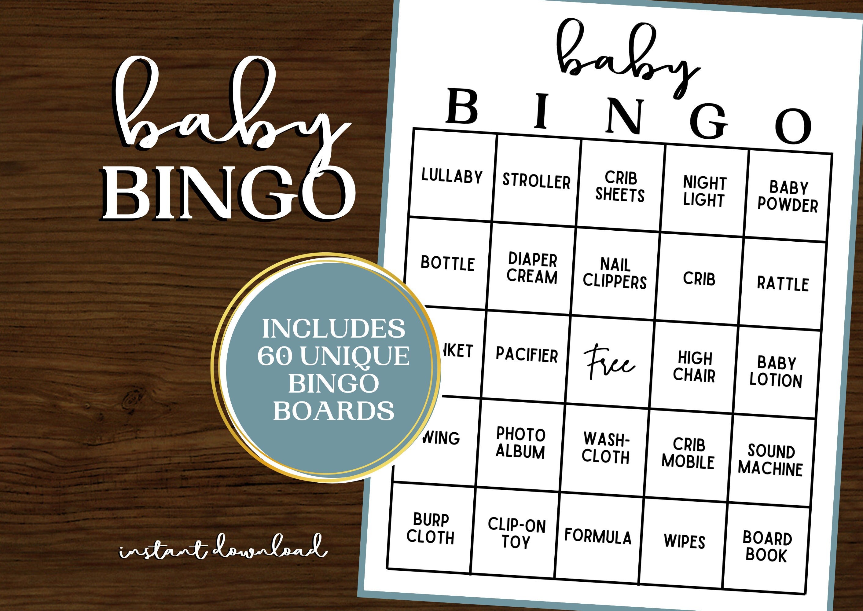 Baby Shower Bingo Baby Shower Games Printable Baby Shower - Etsy