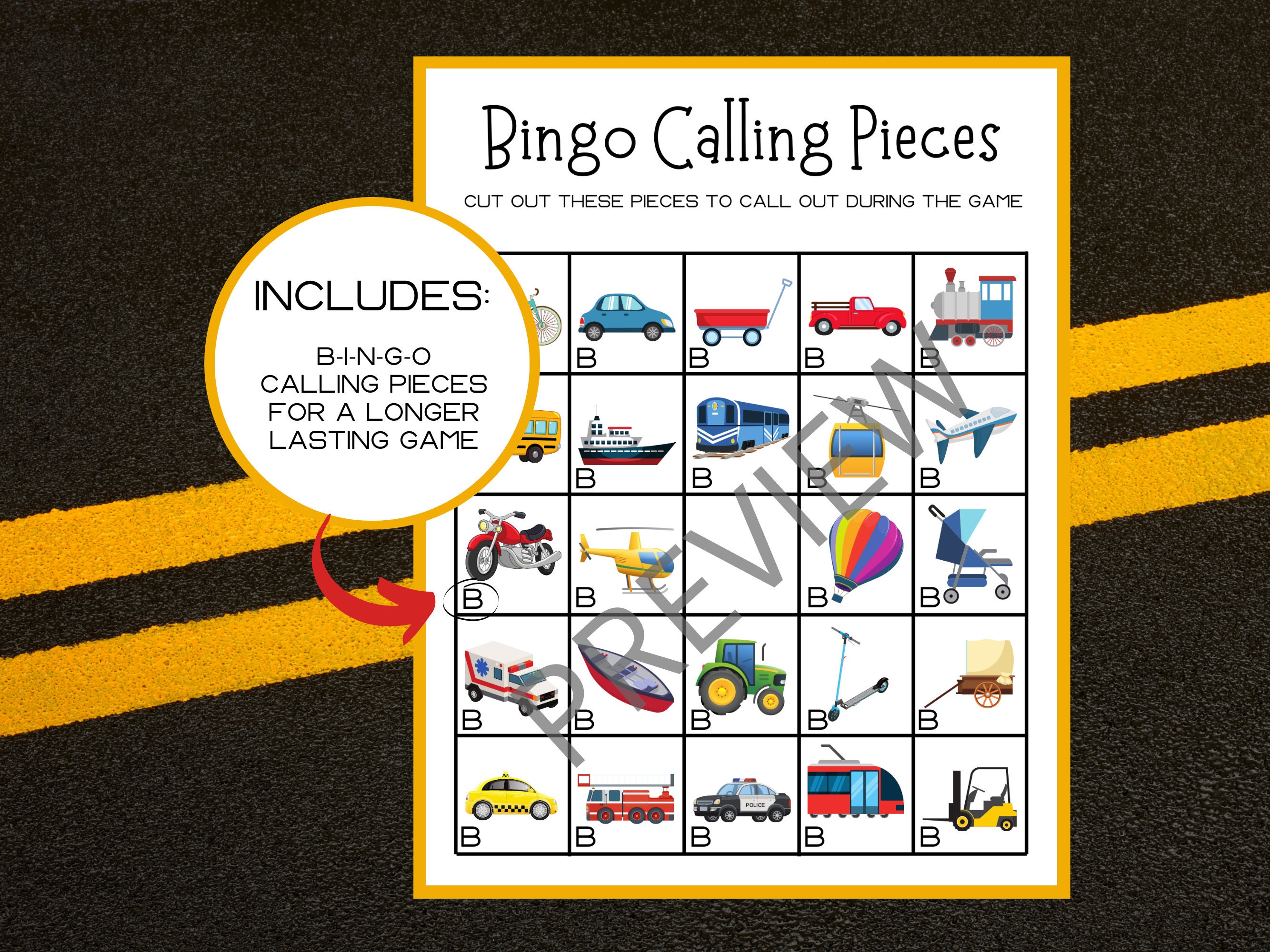 Transportation Bingo Game | Set of 30 Cards (instant Download) - Etsy