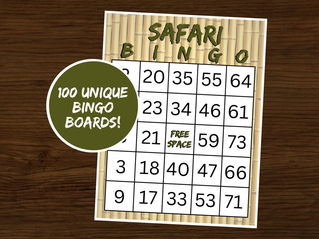 Safari Bingo | African Safari Bingo | Safari Birthday Party | Safari ...