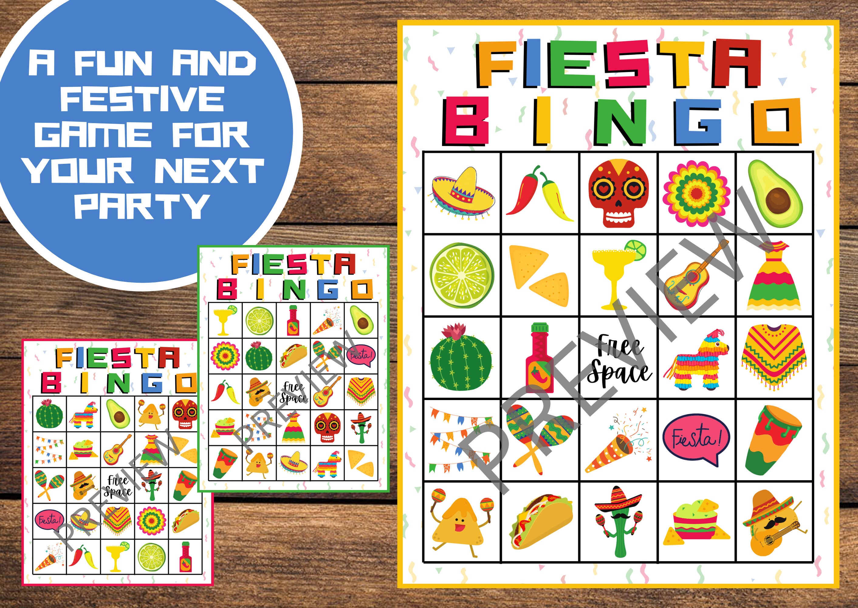 Fiesta Bingo Fiesta Printable Bingo Instant Download 30 - Etsy