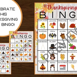 Thanksgiving Bingo 30 Unique Boards Thanksgiving Games - Etsy