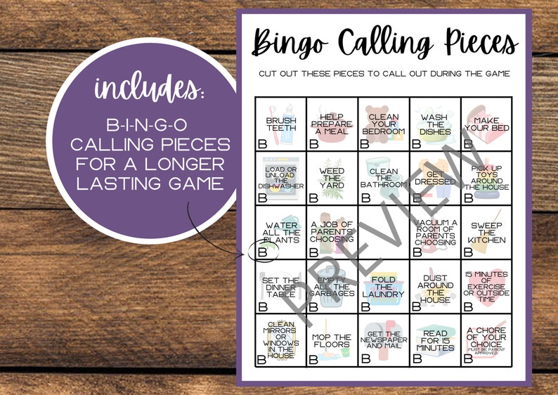 Chores Bingo Chore Chart Bingo Chore Charts Chores Game | Etsy