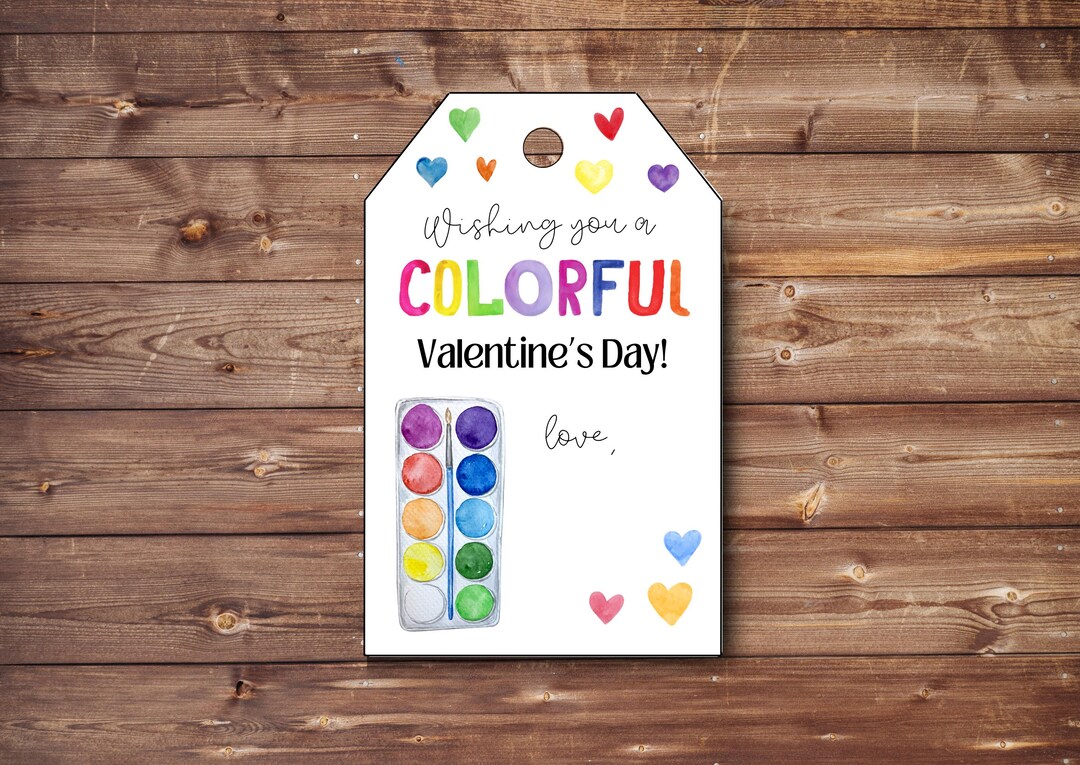 Watercolor Valentine Printable | Valentine Paint Tags | Colorful ...
