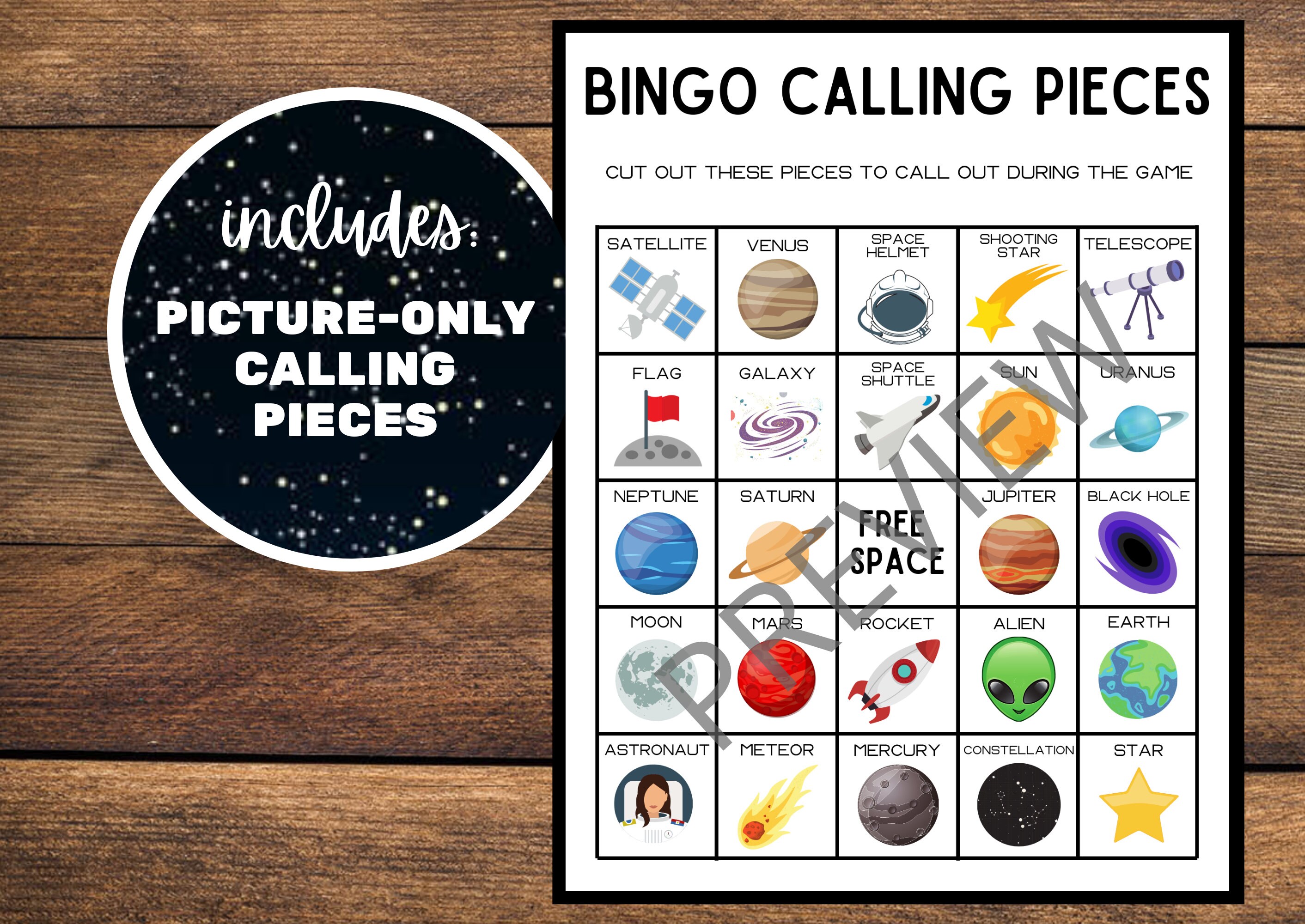 Outer Space Bingo Solar System Bingo Instant Download - Etsy Canada