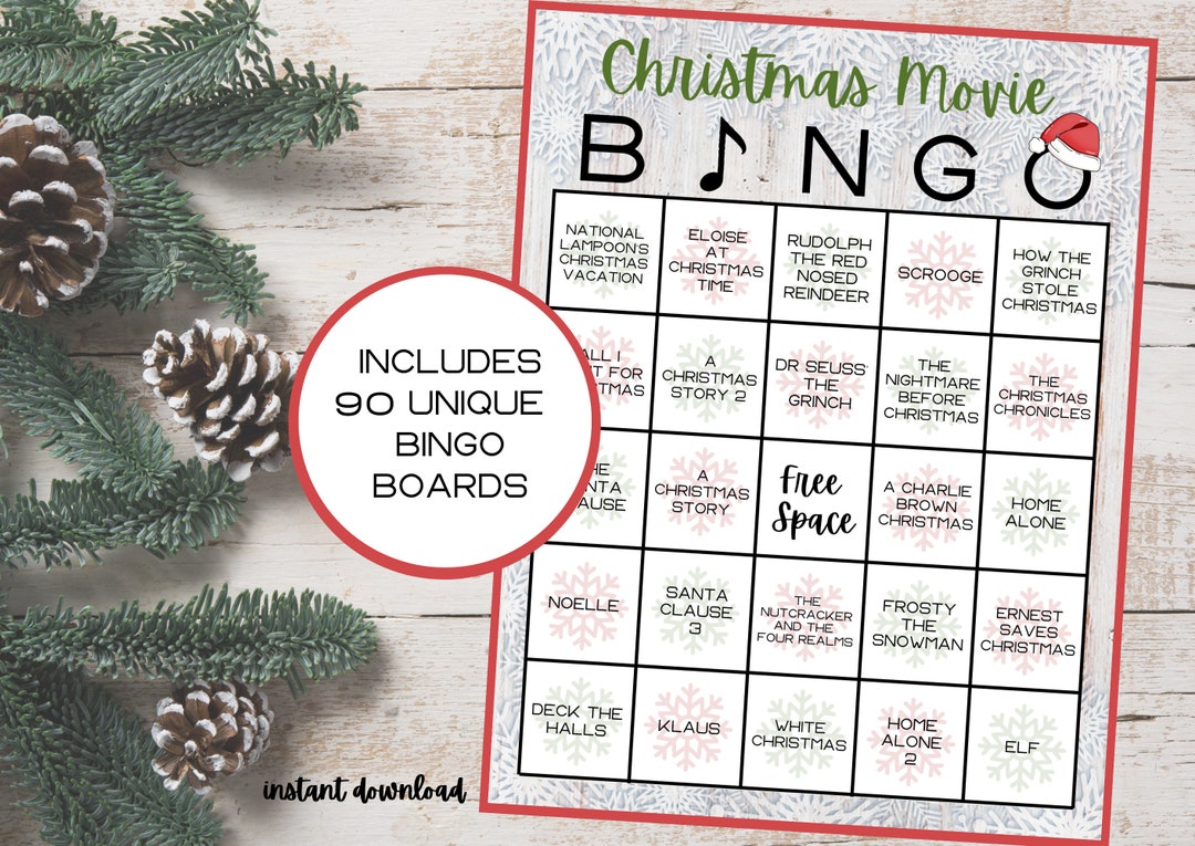 Christmas Movie Bingo Christmas Bingo Cards Classic Christmas Movie ...