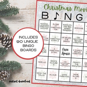 Christmas Movie Bingo Christmas Bingo Cards Classic Christmas Movie ...