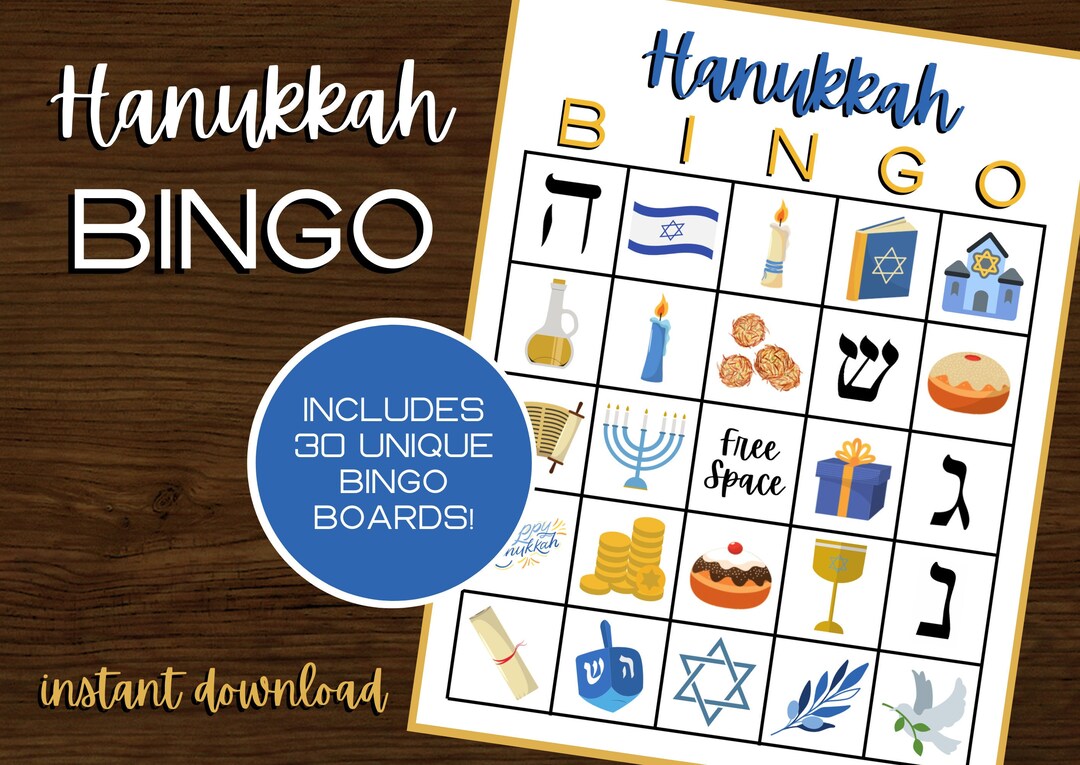 Hanukkah Bingo Hanukkah Party Hanukkah Games Set of 30 Cards Digital ...
