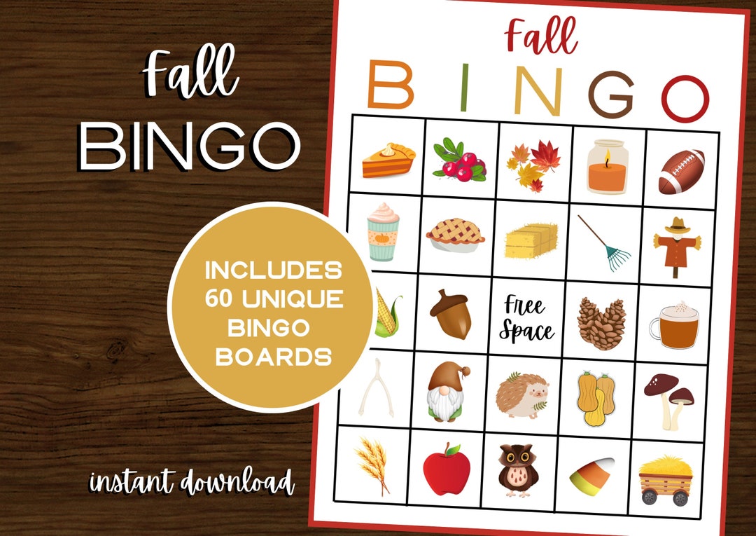 Fall Bingo Autumn Bingo Harvest Bingo Fall Printable PDF - Etsy