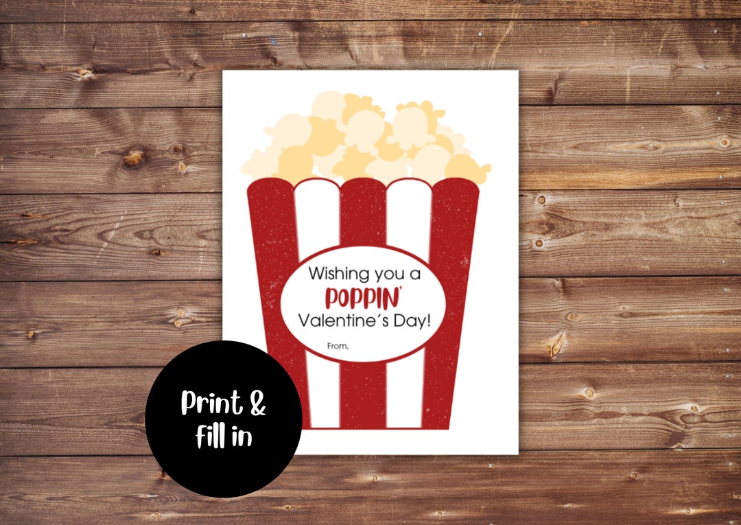 Valentine's Popcorn Printable | Valentine's Popcorn | Valentine's Treat ...
