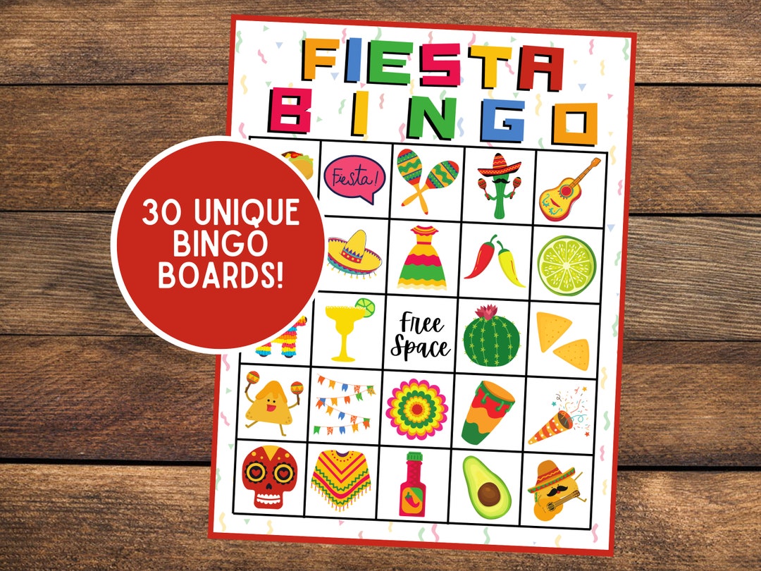 Fiesta Bingo | Fiesta Printable Bingo | Instant Download | 30 Bingo ...