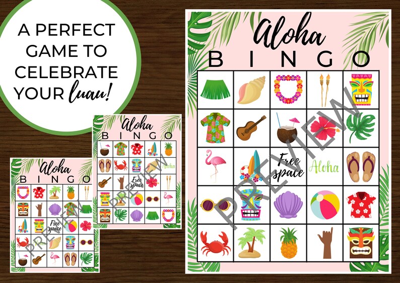 Aloha Bingo Luau Bingo Luau Party Games Luau Birthday - Etsy