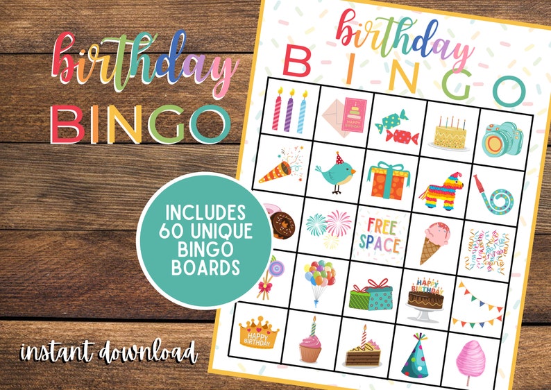Birthday Bingo Birthday Party Bingo Birthday Party Game - Etsy