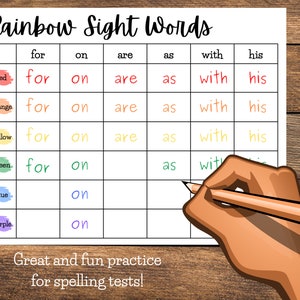 Rainbow Sight Words and Vocabulary Words Activity/game - Fry Sight Word ...