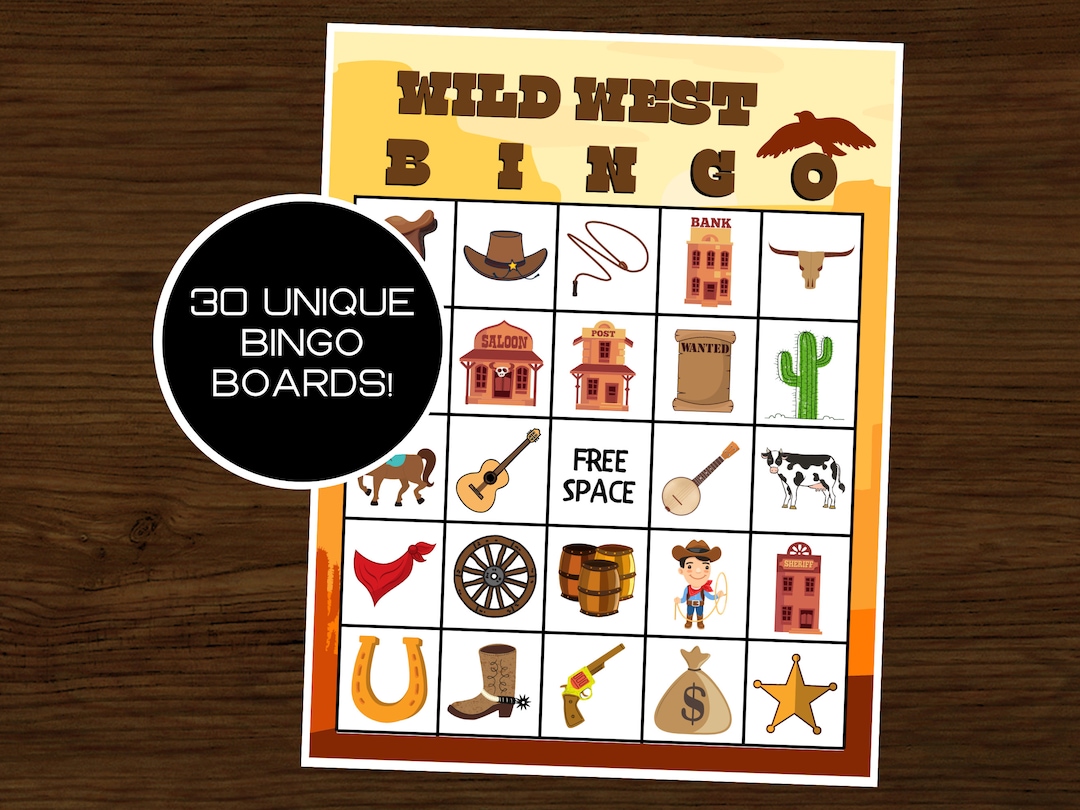 Wild West Bingo | Wild West Party Game | Wild West Birthday | Instant ...