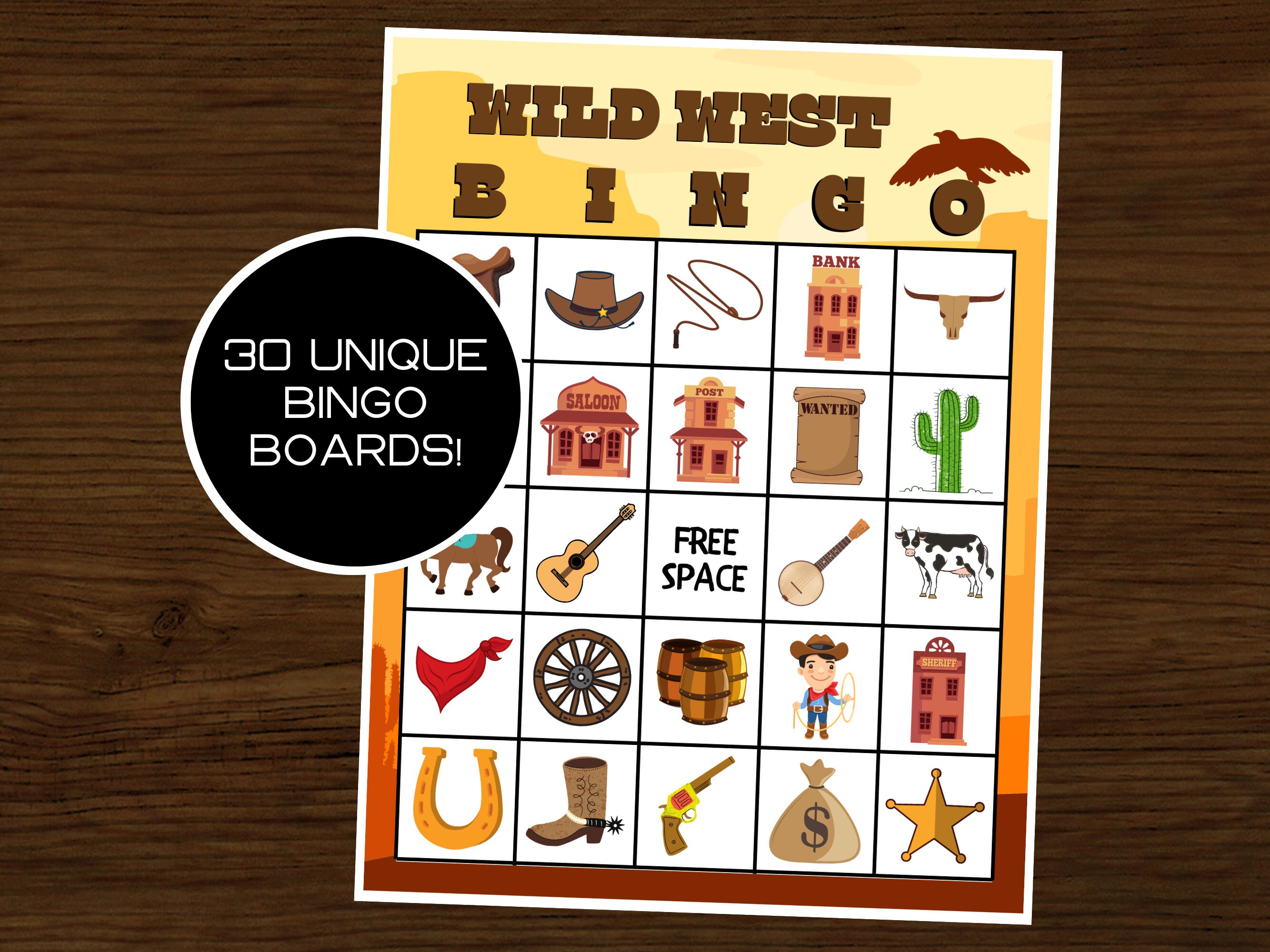 Wild West Bingo | Wild West Party Game | Wild West Birthday | Instant ...