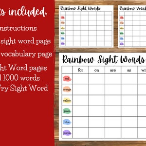 Rainbow Sight Words and Vocabulary Words Activity/game Fry - Etsy