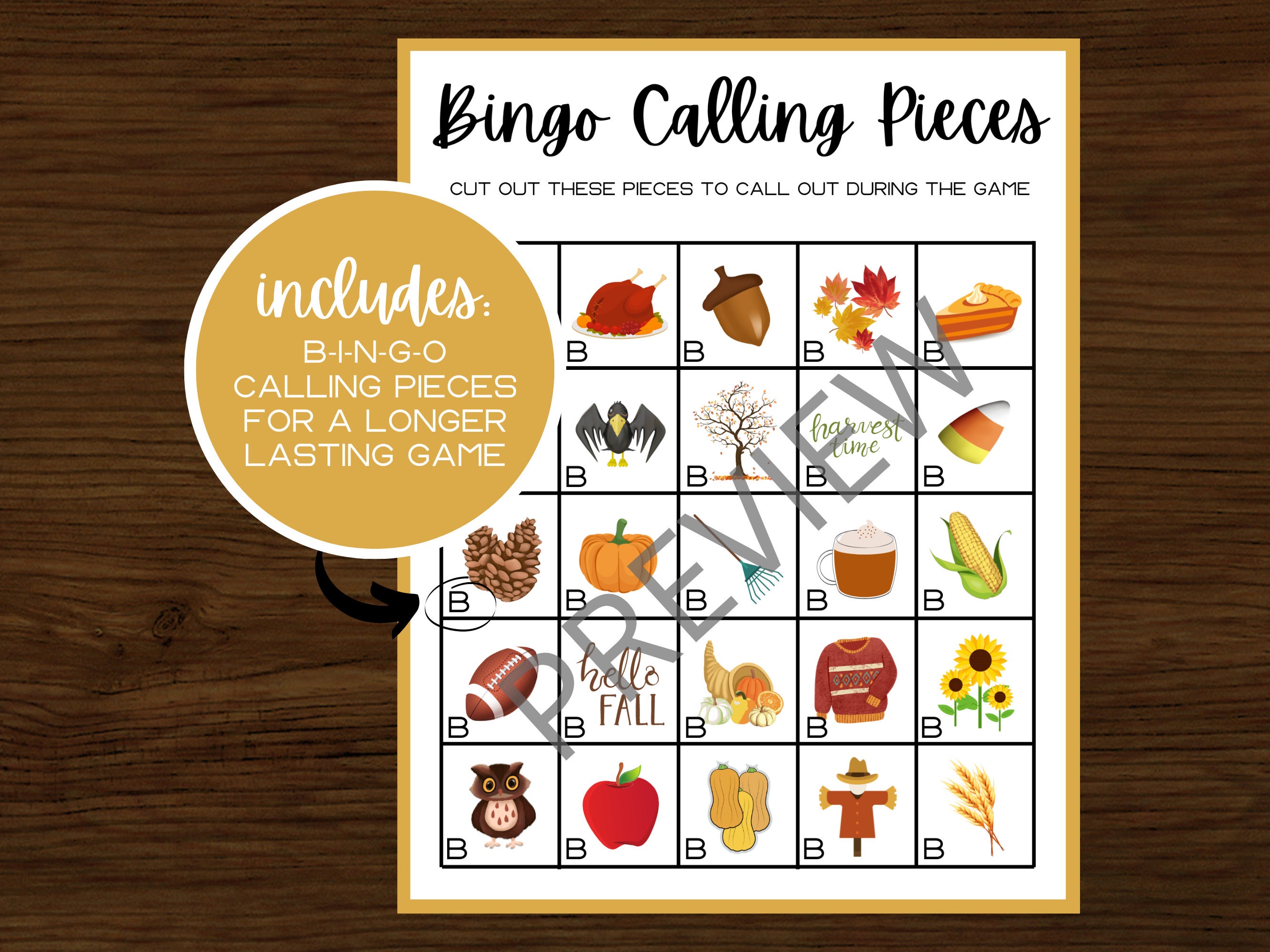 Fall Bingo | Autumn Bingo | Harvest Bingo | Fall Printable PDF Bingo ...
