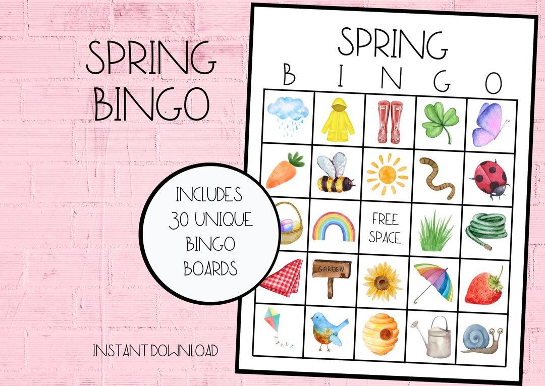 Spring Bingo Springtime Bingo Printable Spring Bingo Instant Download ...