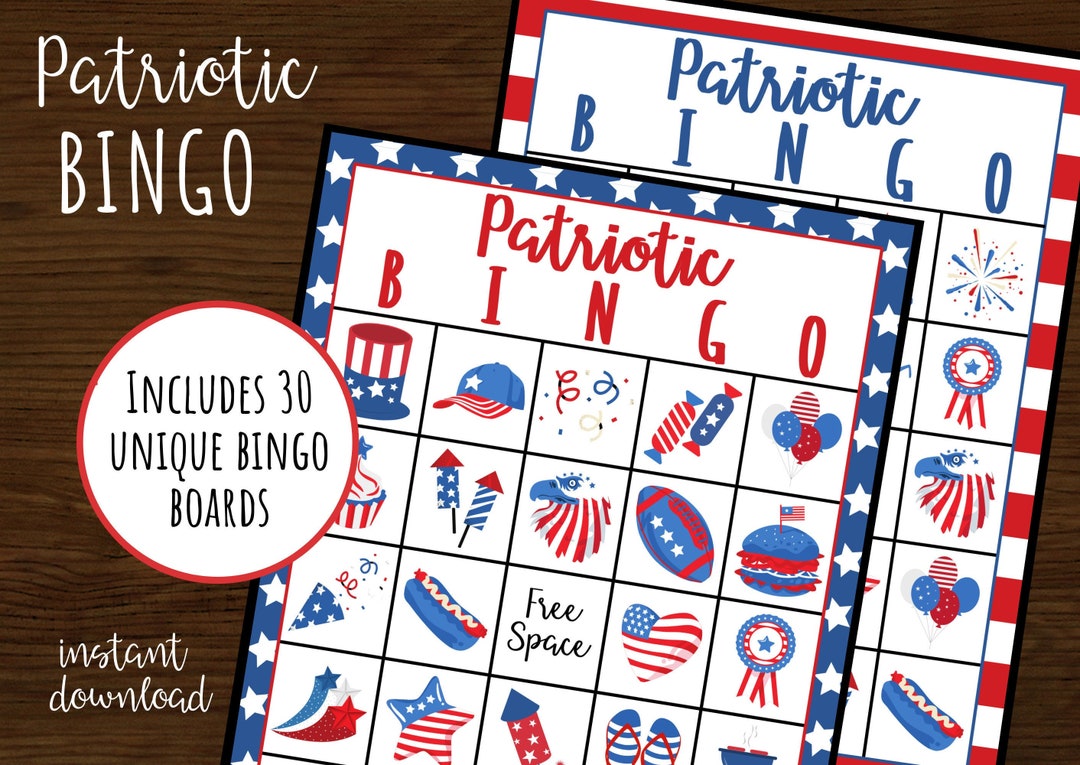 Patriotic Bingo 4th of July Bingo Independence Day Bingo - Etsy
