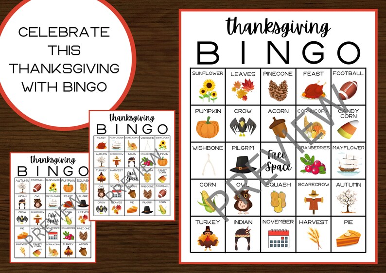 Thanksgiving Bingo 30 Unique Boards Thanksgiving Games | Etsy