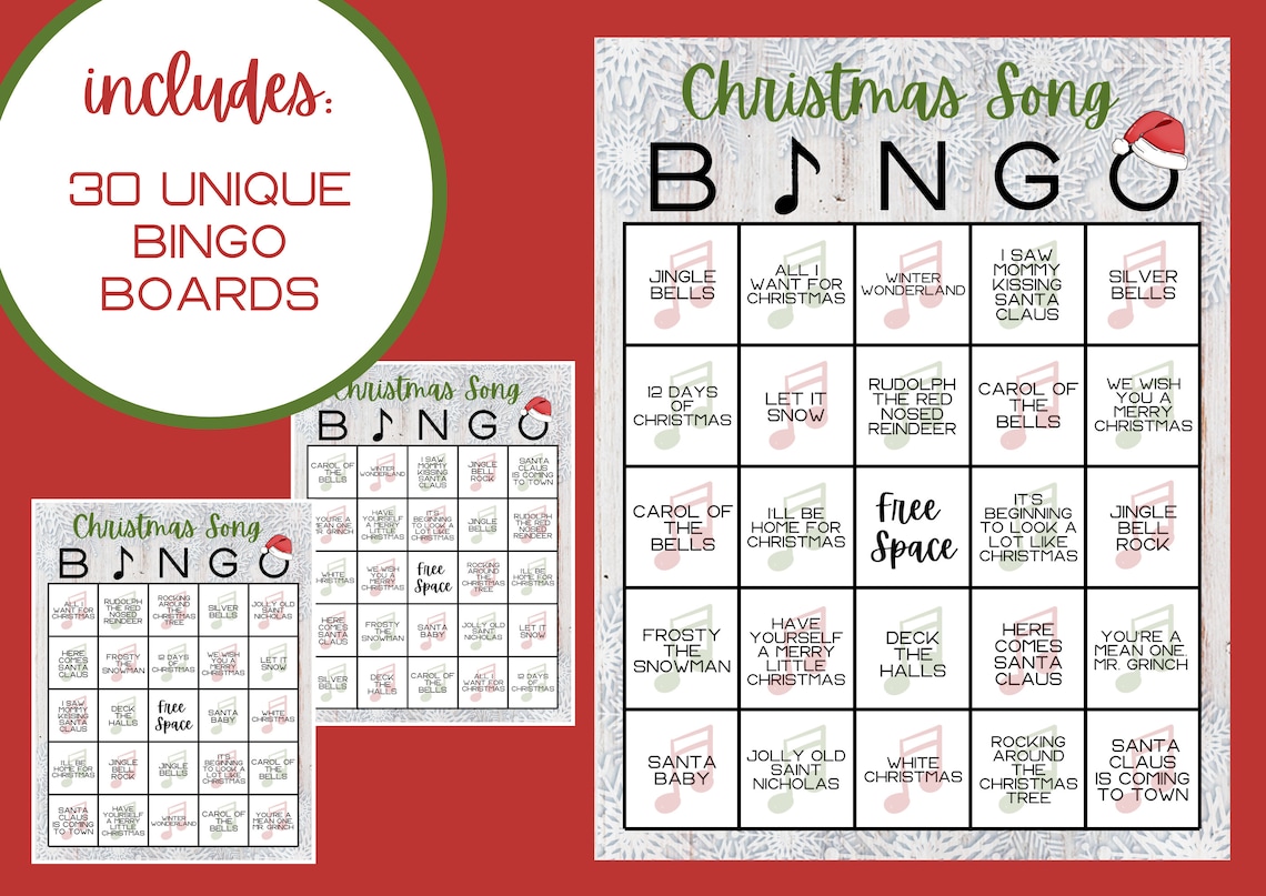 Christmas Song Bingo Christmas Bingo Cards Classing - Etsy