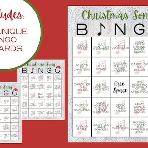 Christmas Song Bingo | Christmas Bingo Cards | Classing Christmas Song ...