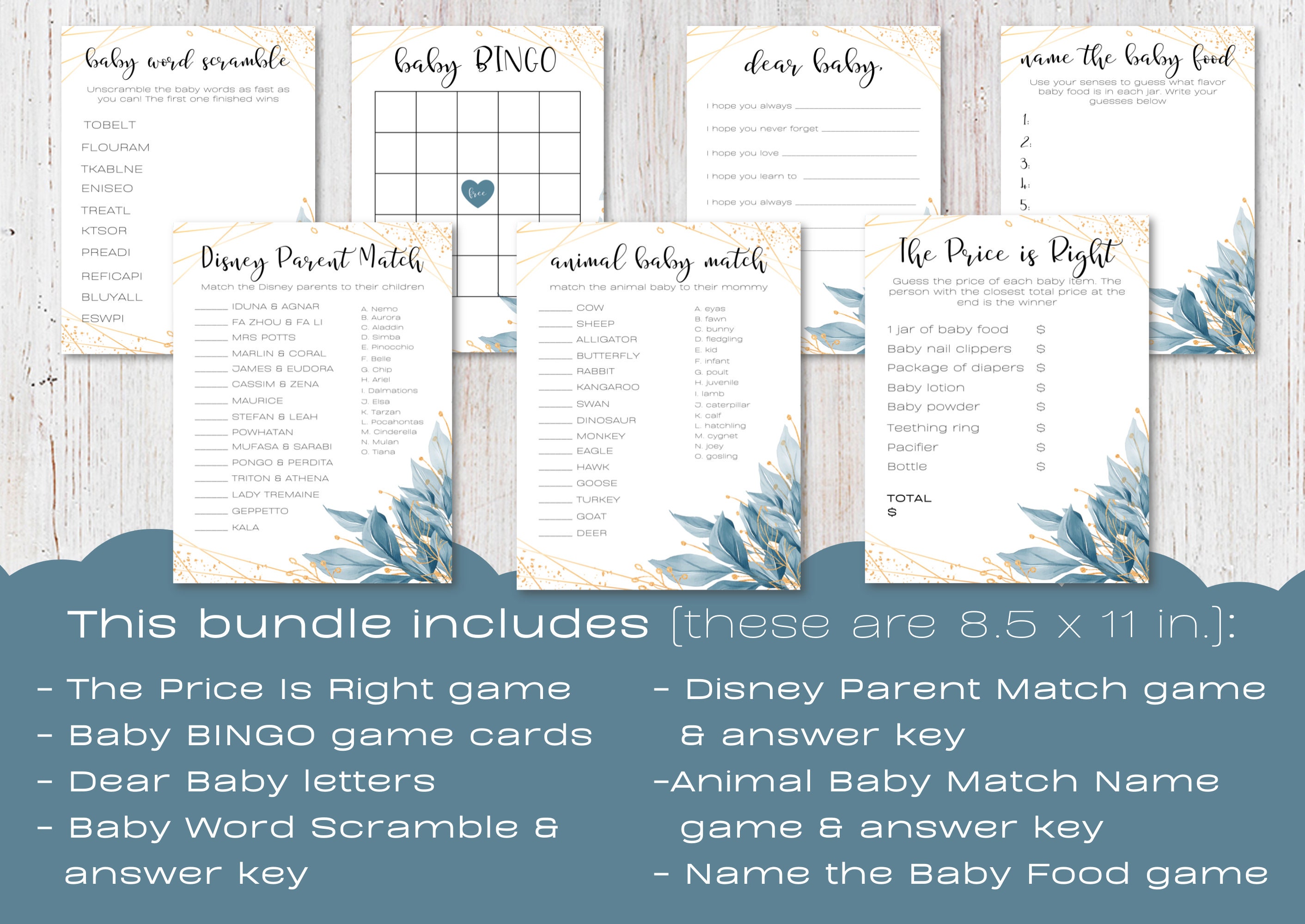 Printable Baby Shower Games Baby Shower Games Bundle Baby | Etsy