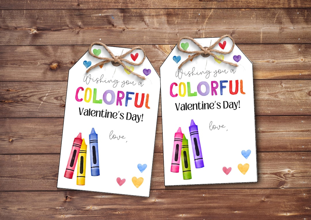 Crayons Valentine Printable | Valentine Crayon Tags | Colorful ...