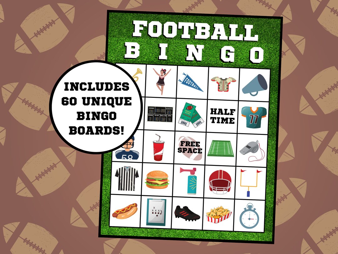 Football Bingo | American Football Bingo | Sports Bingo | Instant ...