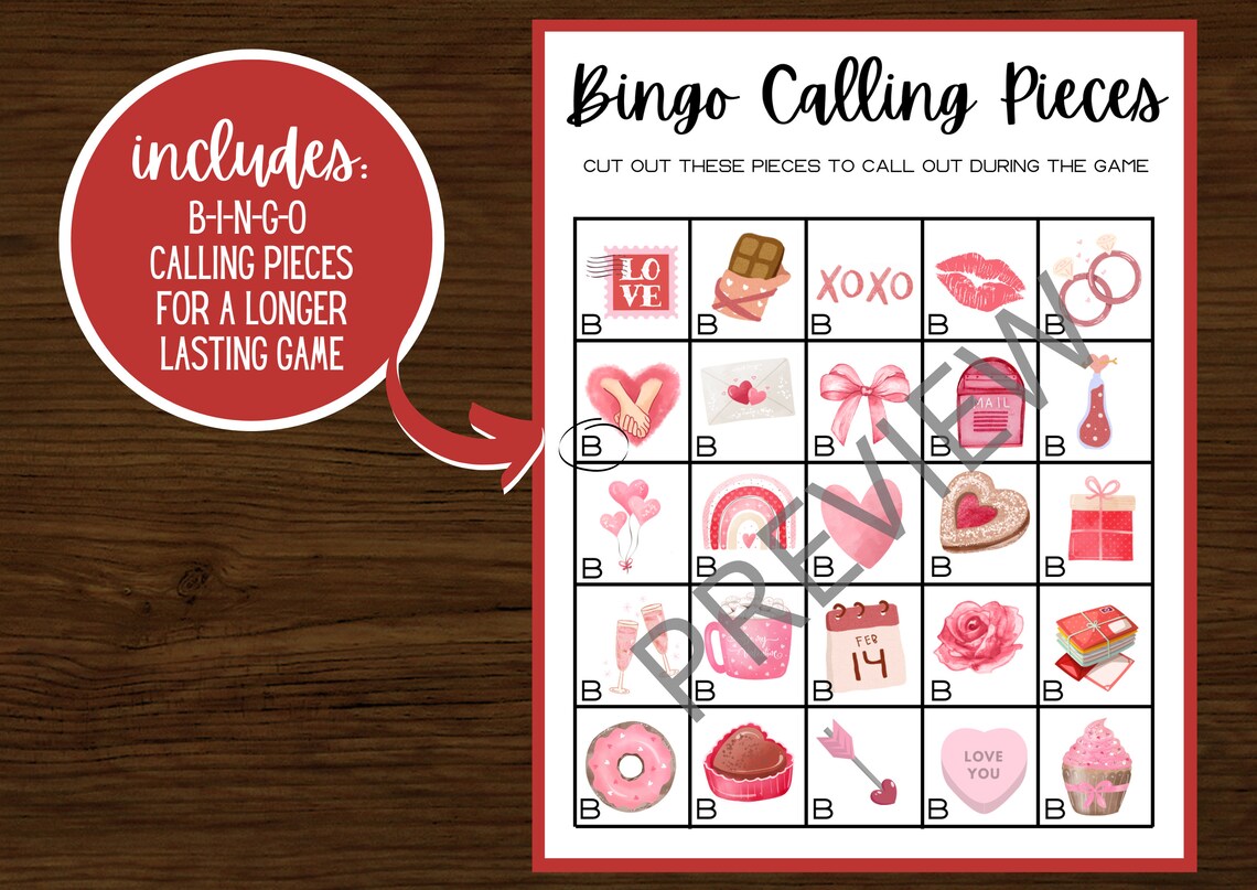 Valentine's Day Bingo Valentines Bingo Love Bingo - Etsy