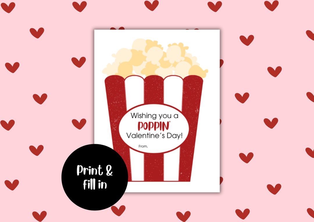 Valentine's Popcorn Printable | Valentine's Popcorn | Valentine's Treat ...