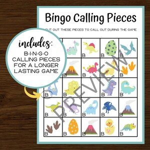 Dinosaur Bingo | Dinosaur Birthday Party | Dinosaur Game | Instant ...