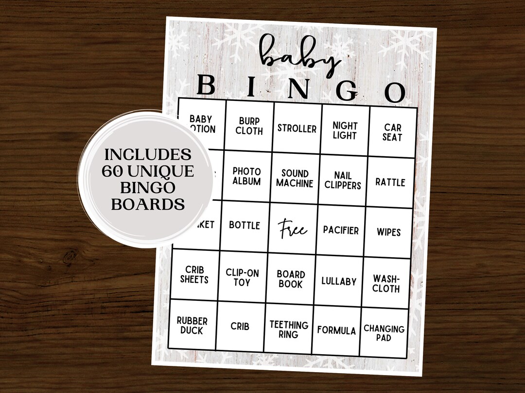 Winter Baby Shower Bingo | Baby Shower Bingo | Baby Shower Games ...