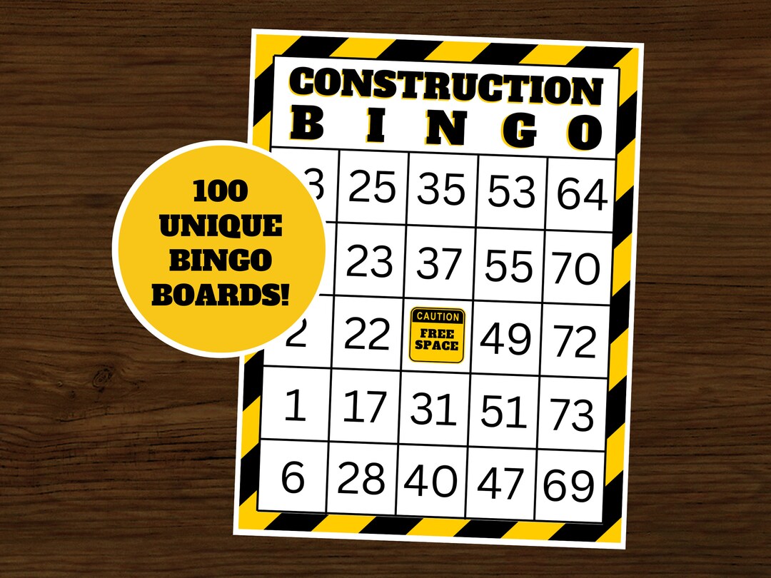Construction Bingo | Community Helper Bingo | Under Construction Bingo ...