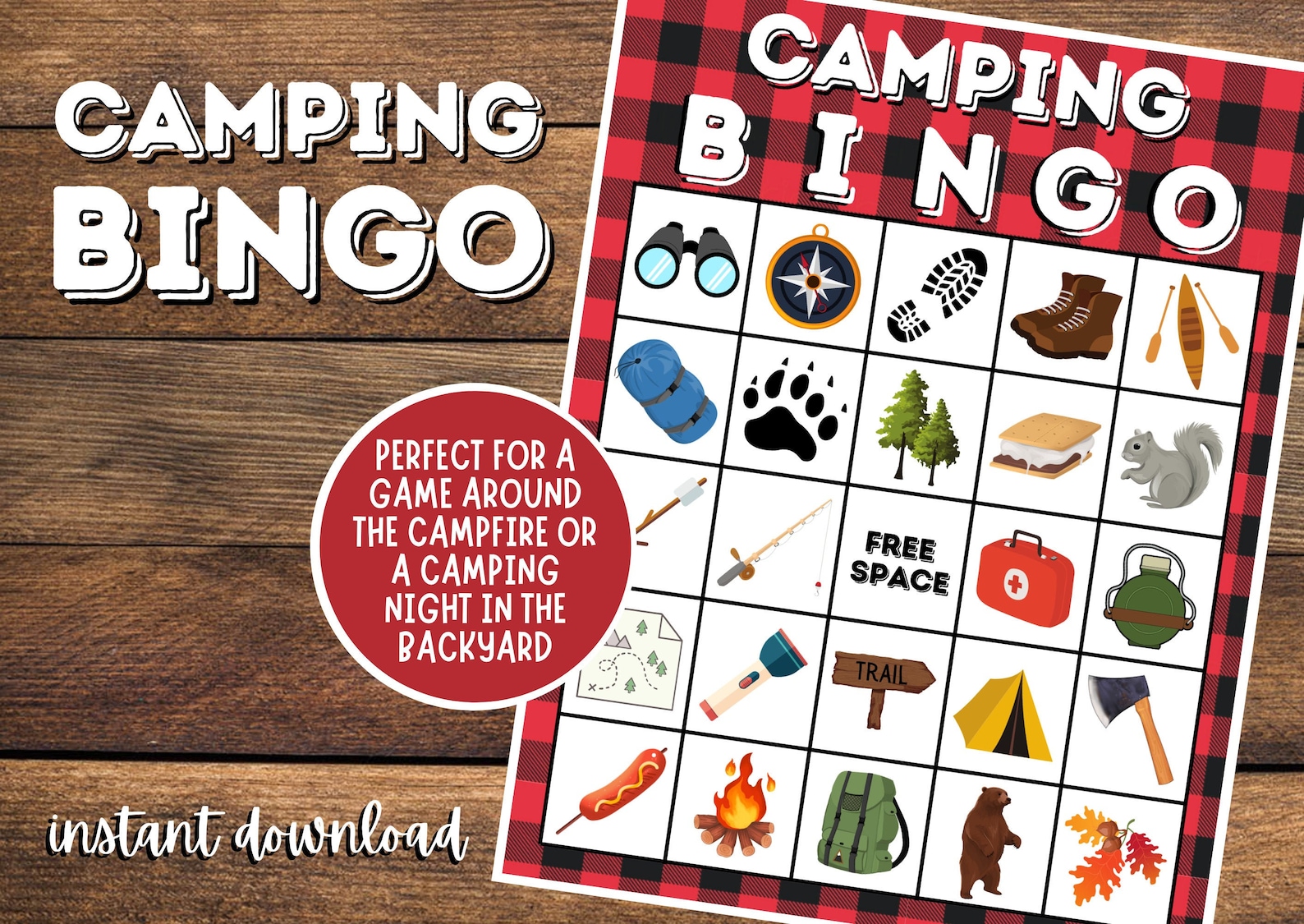 Camping Bingo Kids Camping Game Kids Camping Bingo 30 - Etsy