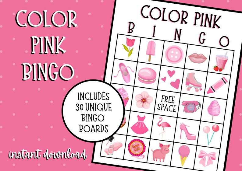 Pink Bingo Color Pink Bingo Colors Bingo Learning Colors - Etsy